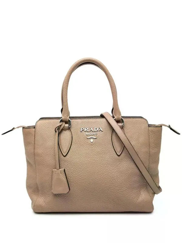Prada 2010-2025 Vitello Phenix Satchel - Brown