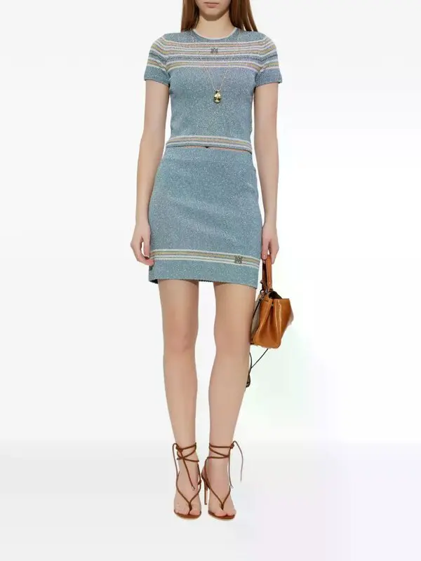 Amiri Ma Stripe Ribbed Knit Mini Skirt