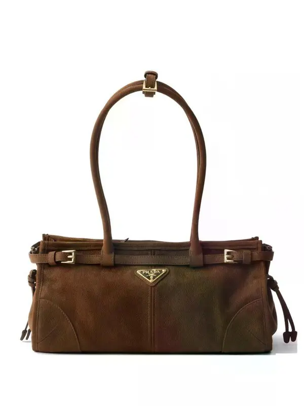 Prada Bonnie Medium Nubuck Leather Handbag - Brown