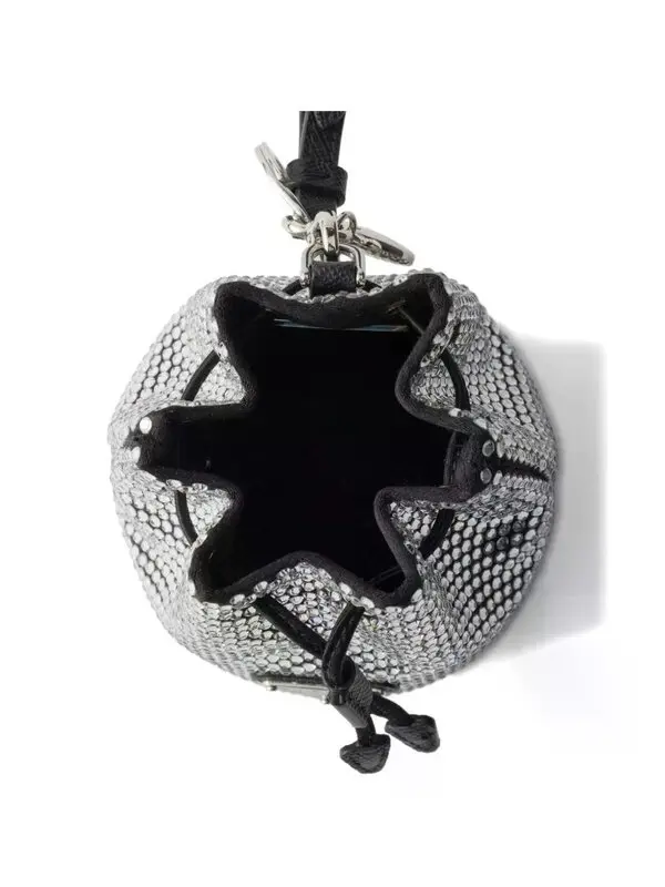 Prada Mini Icon Satin And Crystals Keychain Charm - Silver