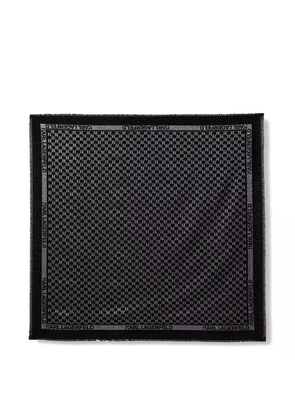 Karl Lagerfeld Fringed Patterned Scarf - Black