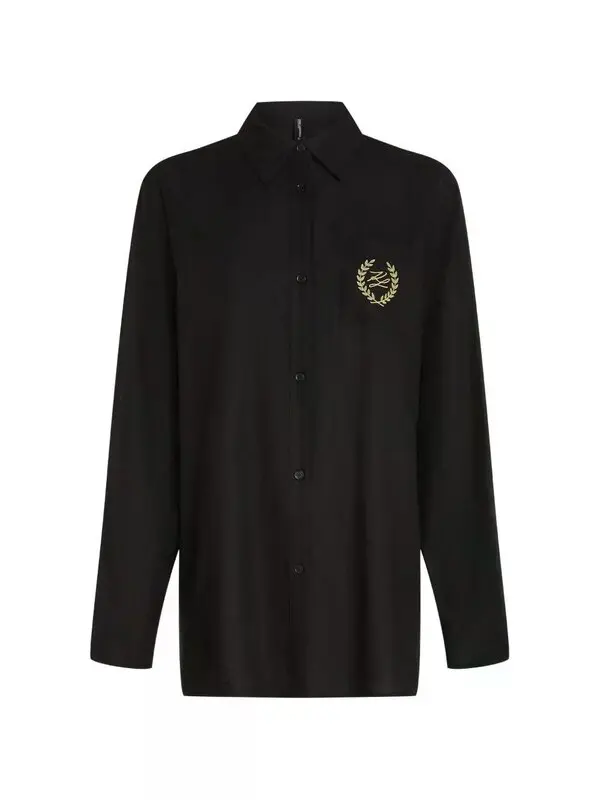 Karl Lagerfeld Embroidered-logo Pocket Shirt - Black