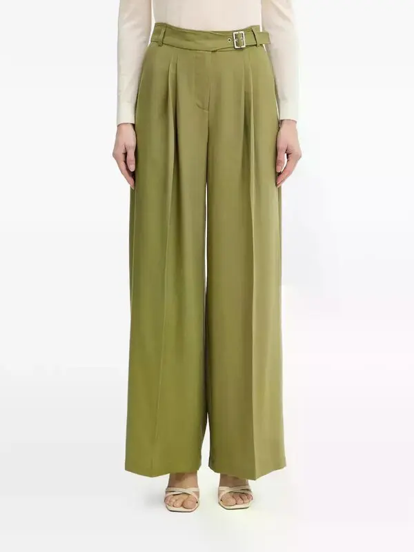 Karl Lagerfeld Pleated Wide-leg Trousers - Green
