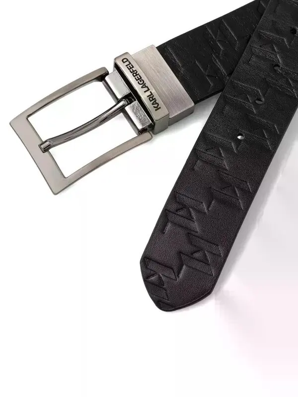 Karl Lagerfeld Embossed Buckle Belt - Black