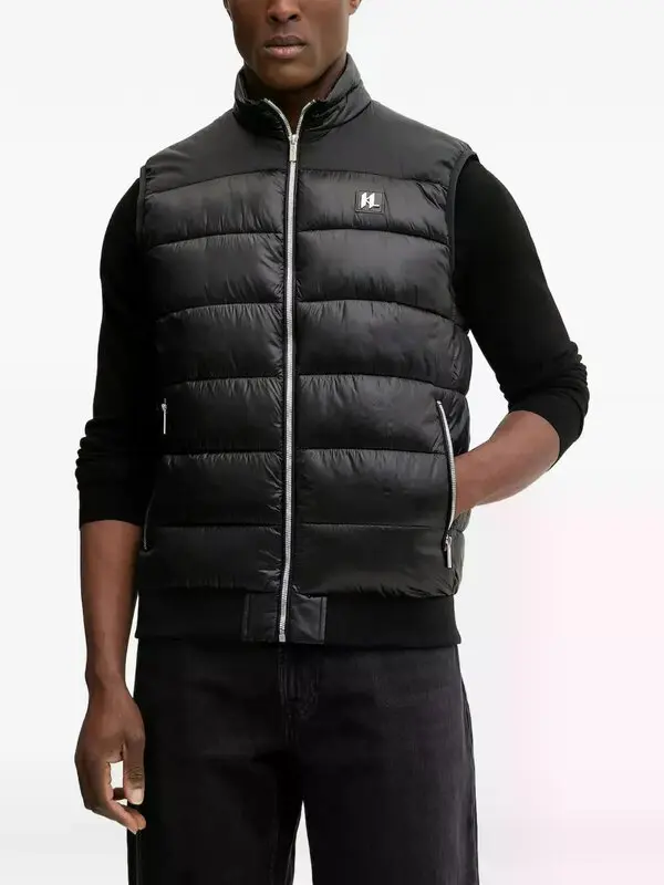Karl Lagerfeld Quilted Zip Vest - Black