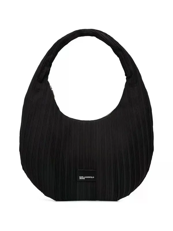 Karl Lagerfeld Pleated Zip Shoulder Bag - Black