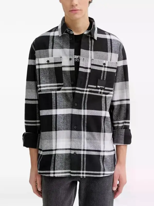 Karl Lagerfeld Check Patch-detail Shirt - Black