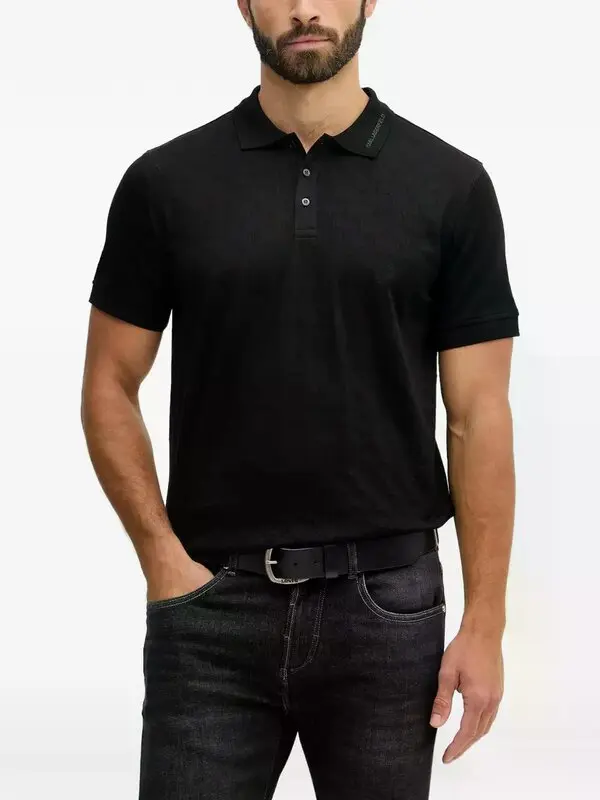 Karl Lagerfeld Logo-collar Polo Shirt - Black
