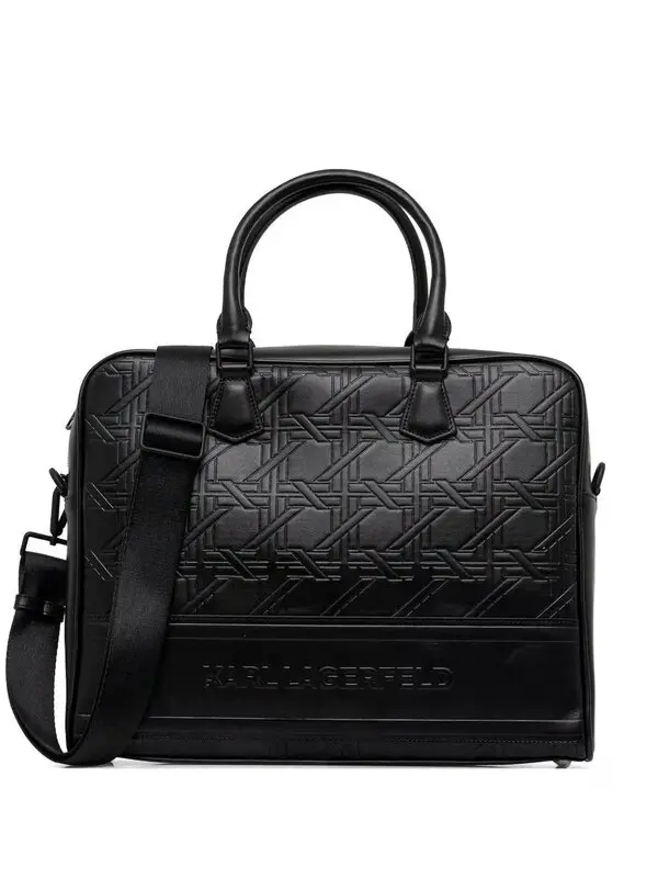 Karl Lagerfeld Embossed-patternl Briefcase - Black