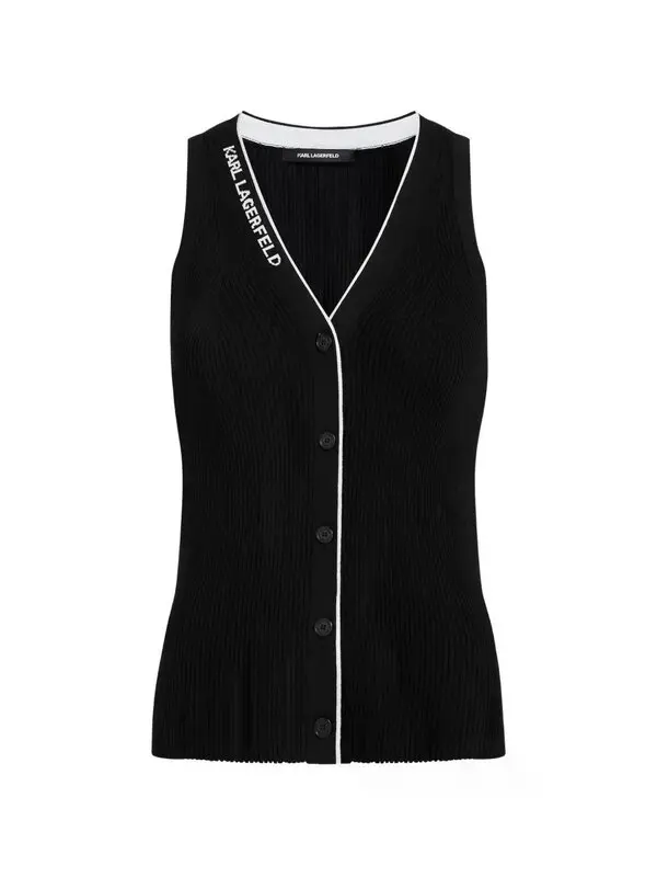 Karl Lagerfeld Logo-detail Sleeveless Cardigan - Black