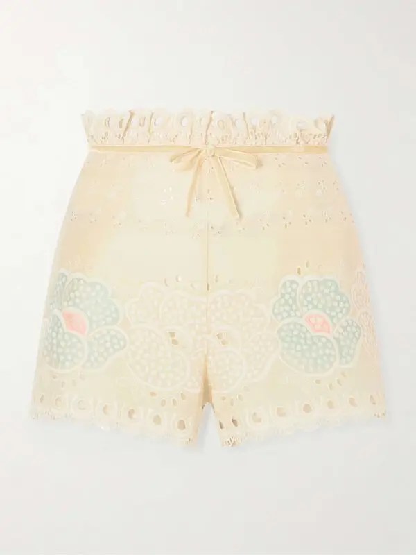 Valentino Garavani Bow-detailed Broderie Anglaise Cotton Shorts - White