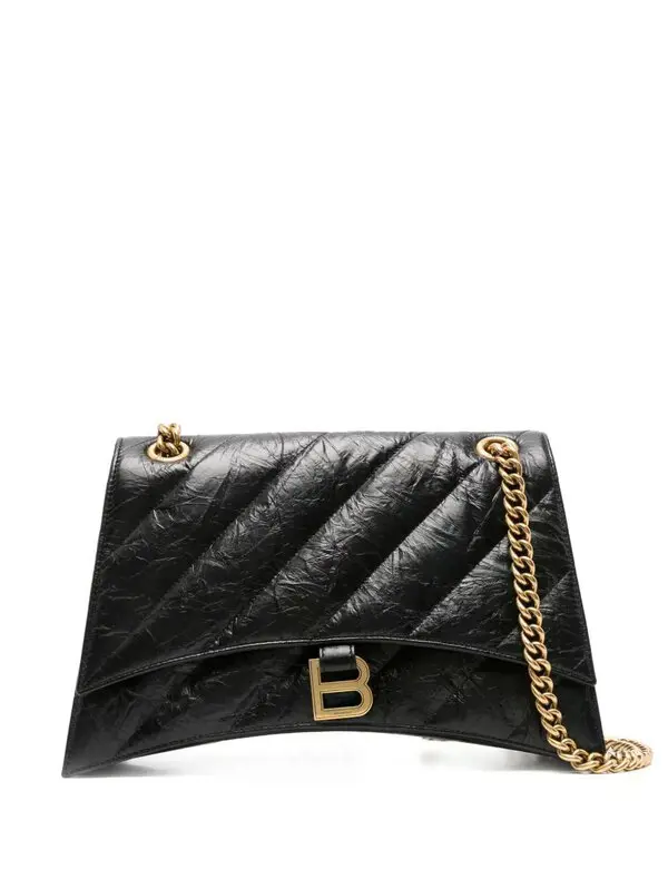 Balenciaga Medium Crush Shoulder Bag - Black