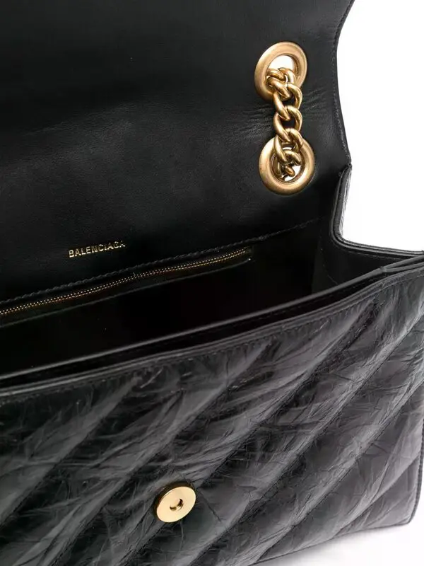 Balenciaga Medium Crush Shoulder Bag - Black
