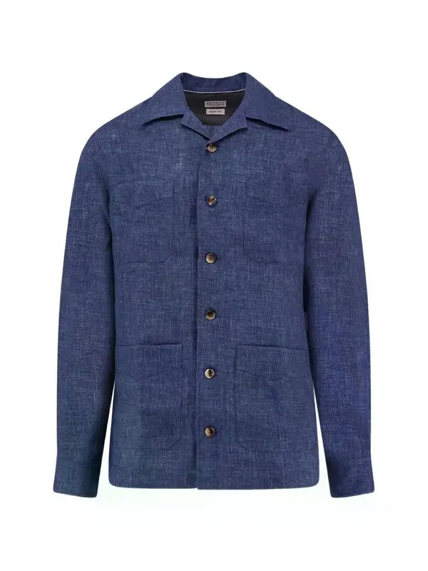 Brunello Cucinelli Pointed Collar Long Sleeve Shirt - Blue