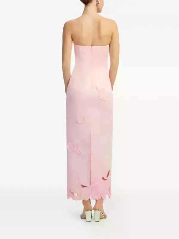 LEO LIN Floral Appliqué Strapless Gown