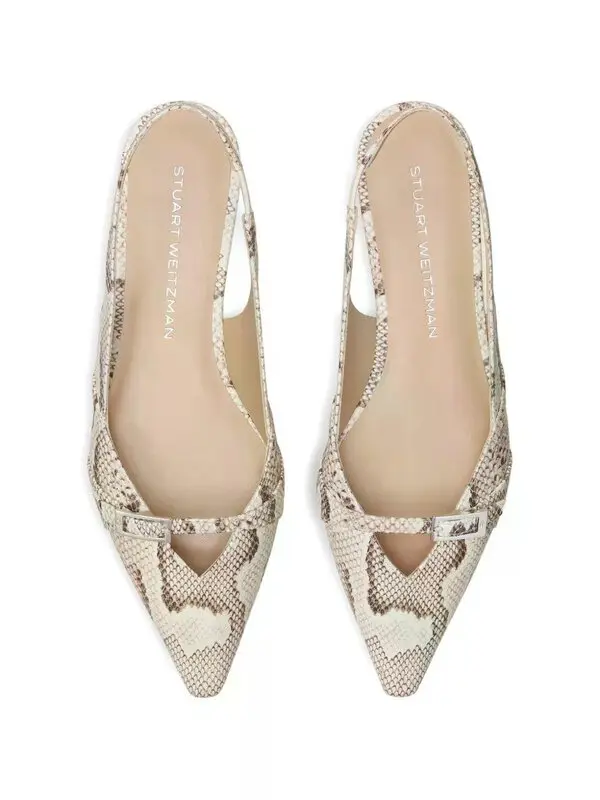 STUART WEITZMAN Georgie Snake-print Slingback Pumps - Neutrals