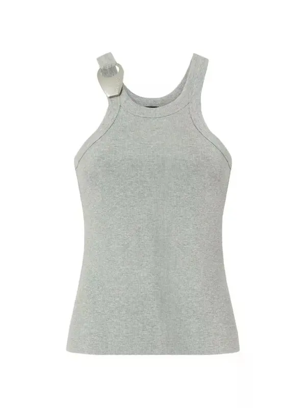 Pinko Ribbed Cotton Tank Top With Pendant Buckle