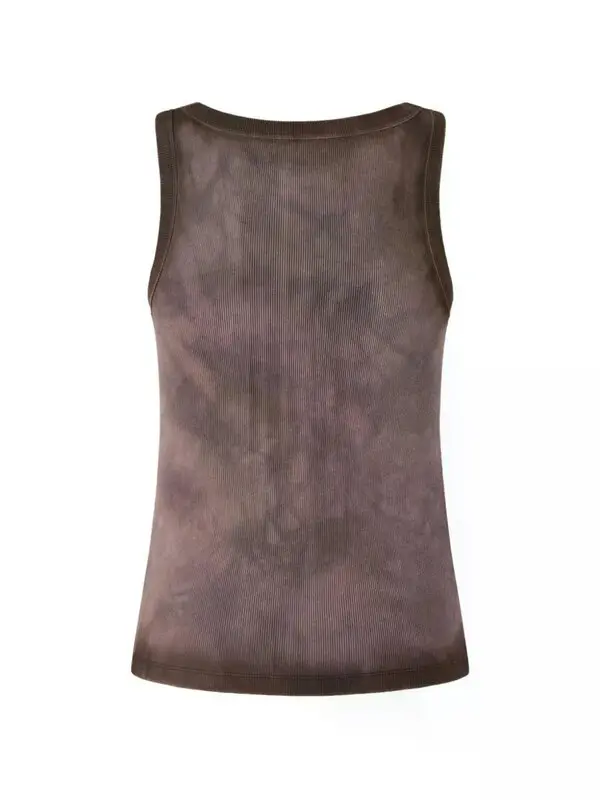 Pinko Ribbed Stretch Cotton Tie-dye Vest Top With Rhinestone Embroidery