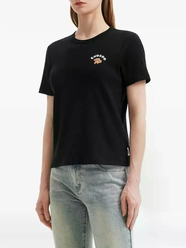 CHOCOOLATE Embroidered Cotton T-shirt - Black