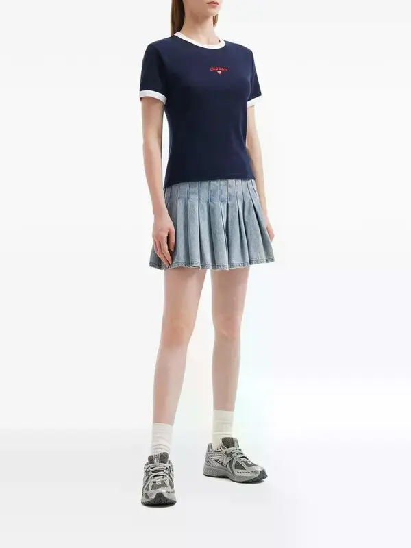 CHOCOOLATE Embroidered Cotton T-shirt - Blue