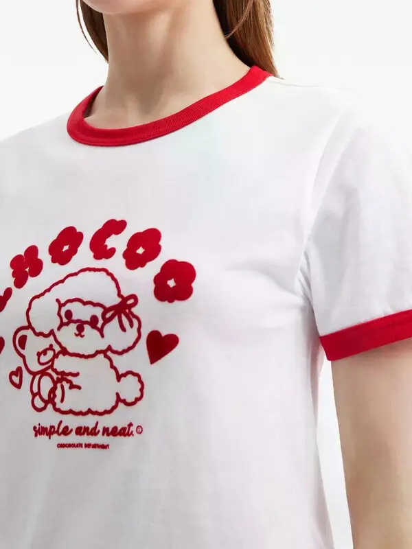 CHOCOOLATE Graphic-detail Cotton T-shirt - White