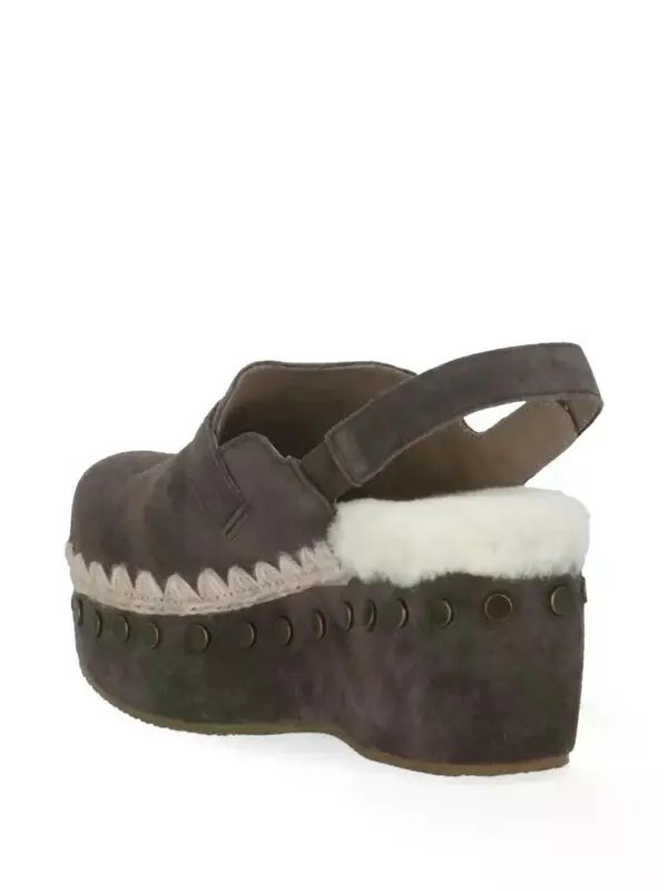 Mou Suede Clogs With Back Strap - Grey