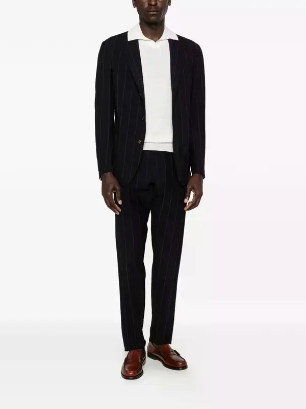 Eleventy Pinstripe-pattern Single-breasted Suit - Black