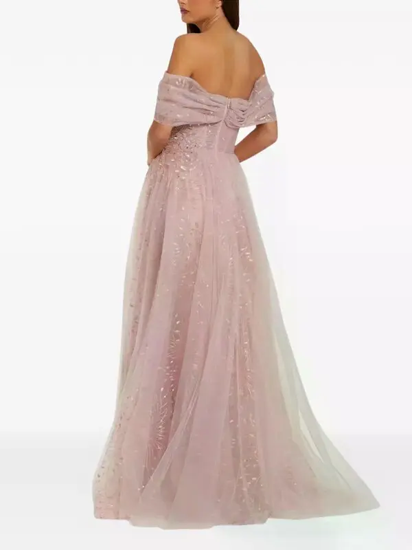 Mac Duggal Tulle-embroidered Maxi Dress