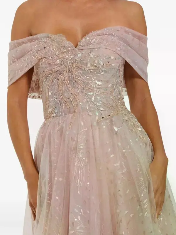 Mac Duggal Tulle-embroidered Maxi Dress