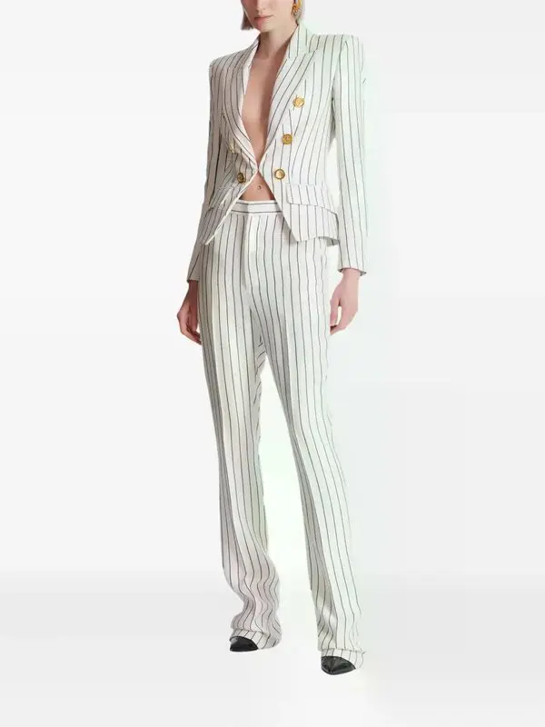 Balmain Double-breasted Striped Blazer - White
