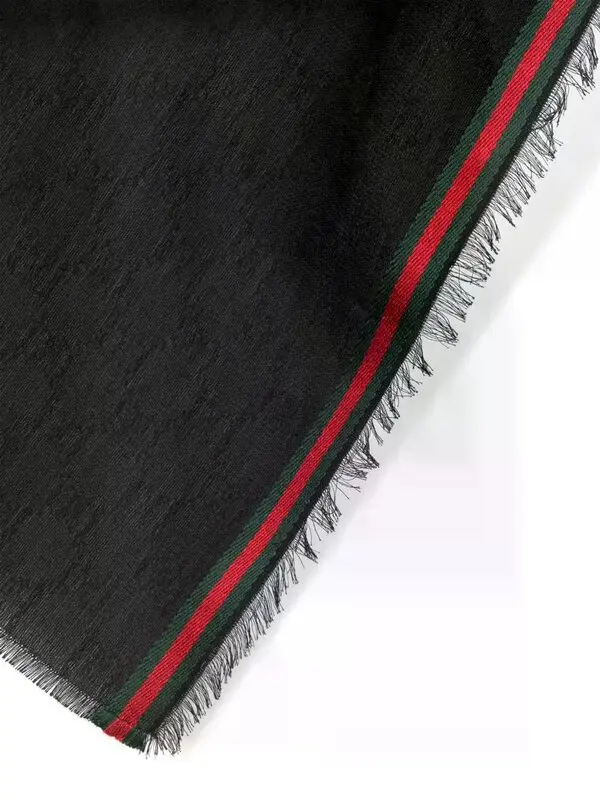Gucci Web-stripe Frayed Scarf