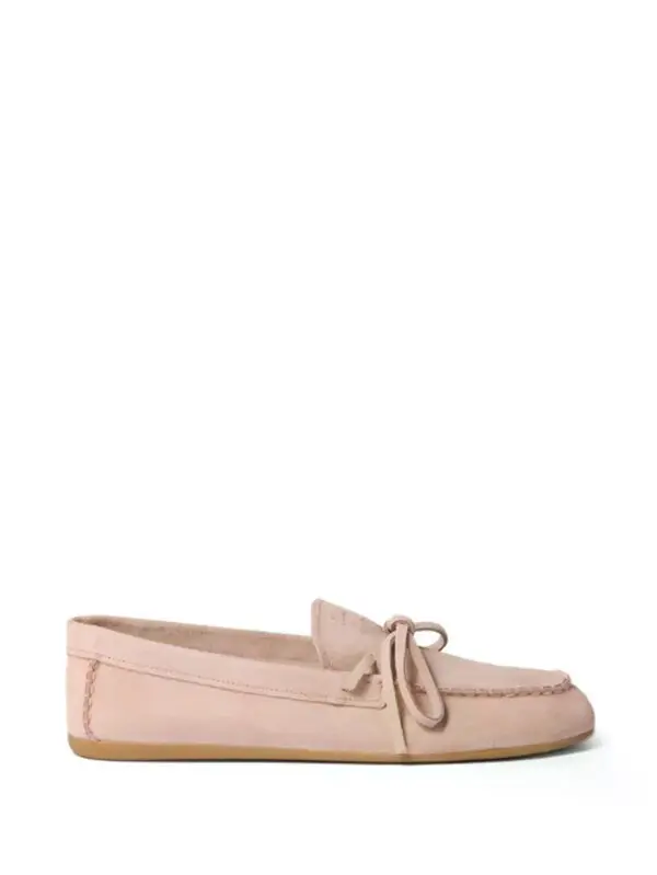 Miu Miu Suede Bow Detailing Loafers - Pink