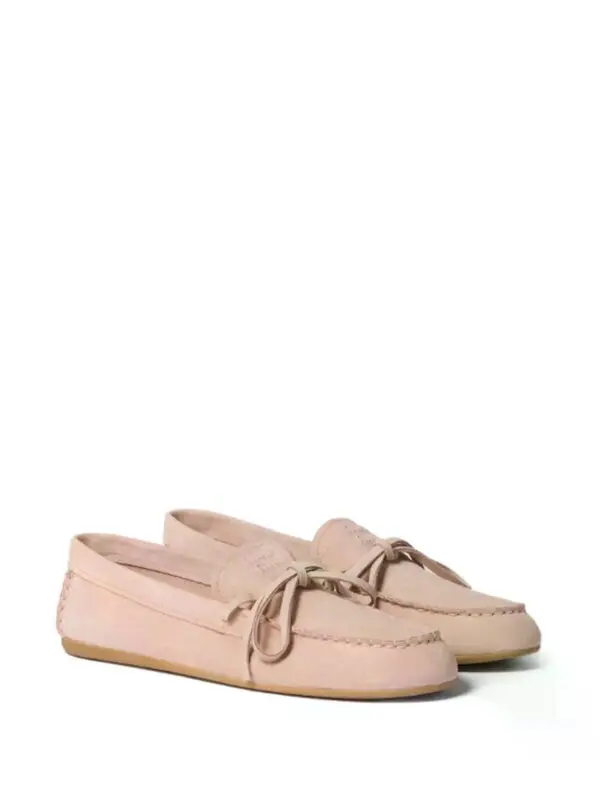 Miu Miu Suede Bow Detailing Loafers - Pink