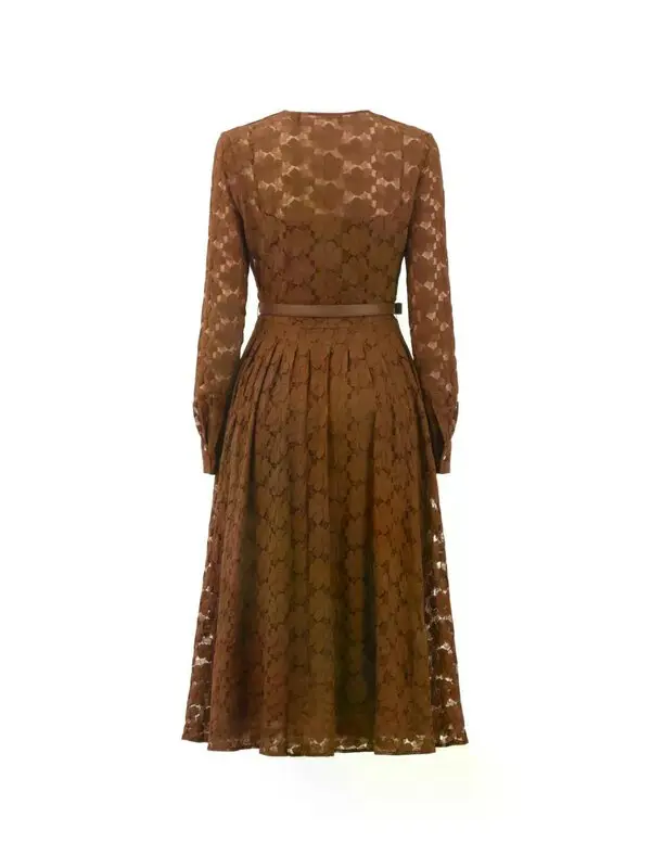 Max Mara Lace Belted Midi Dress
