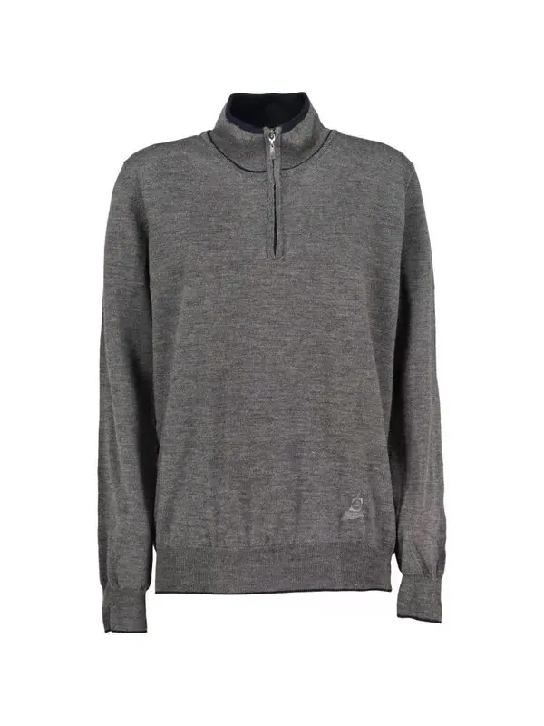 ALVIERO MARTINI 1° CLASSE Map-print Quarter-zip Sweater