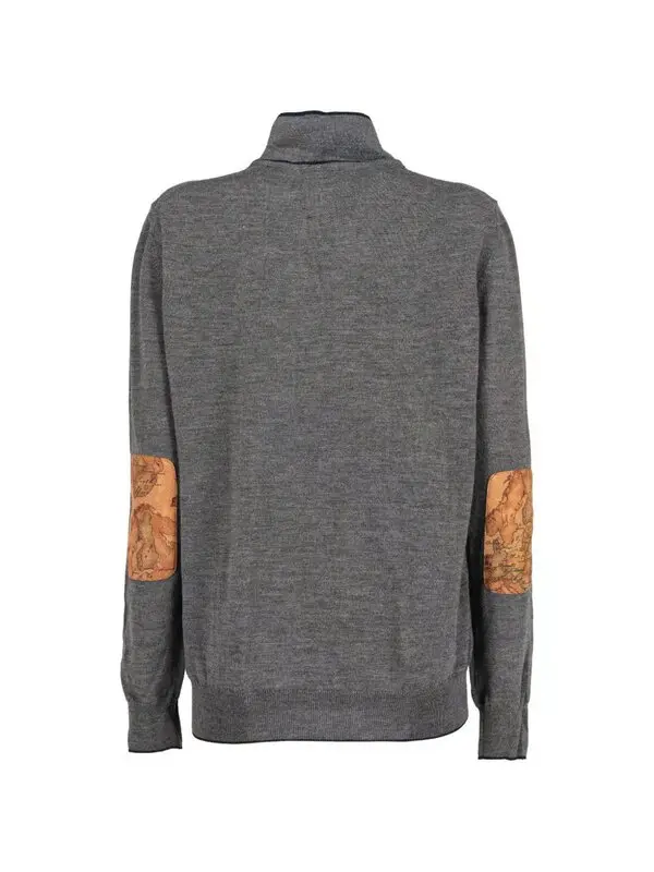 ALVIERO MARTINI 1° CLASSE Map-print Quarter-zip Sweater
