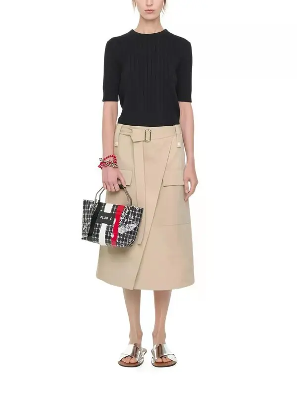 Plan C A-line Skirt With Belt And Pockets
