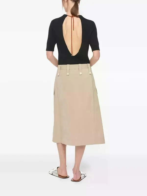 Plan C A-line Skirt With Belt And Pockets