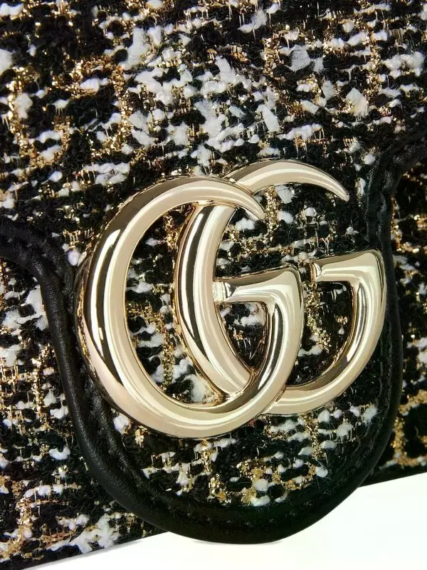 Gucci Tweed Shoulder Bag With Gg Logo