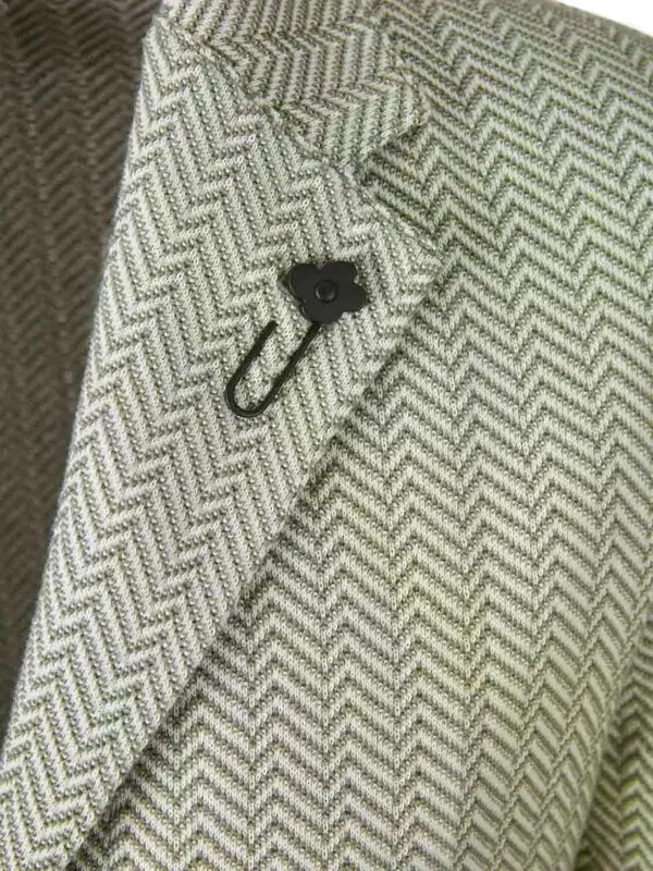 LARDINI Herringbone Single-breasted Blazer - Green