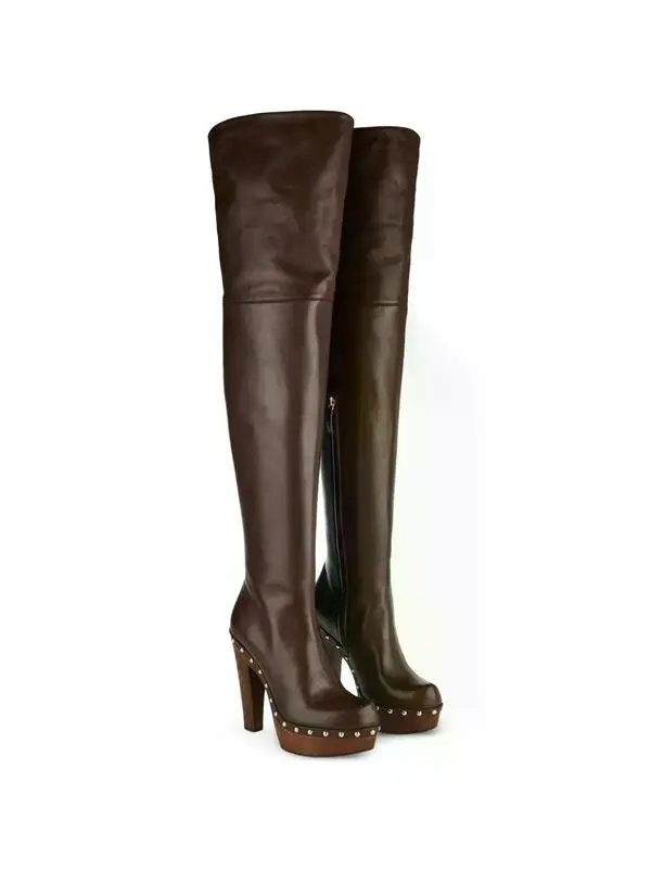Chloé Lola Studded Boots - Brown