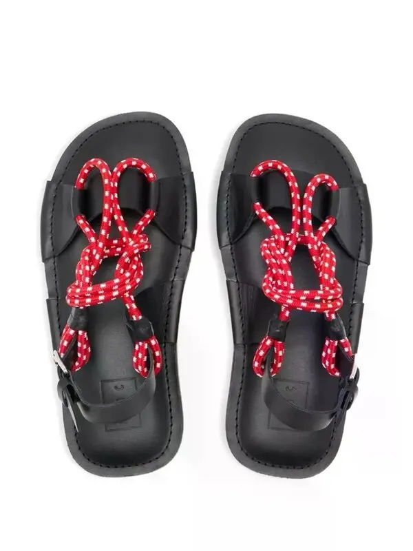 Plan C Leather Sandals - Black