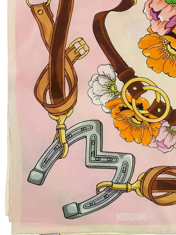 Moschino Floral Equestrian Silk Scarf