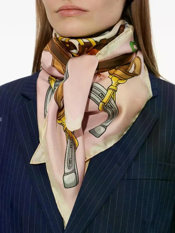 Moschino Floral Equestrian Silk Scarf