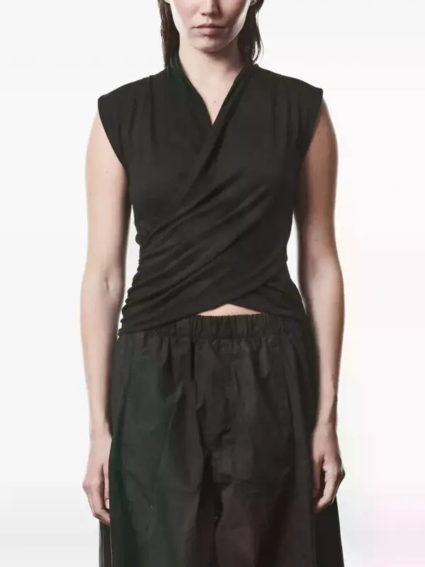 THOM KROM Crossover Sleeveless High Neck T-shirt