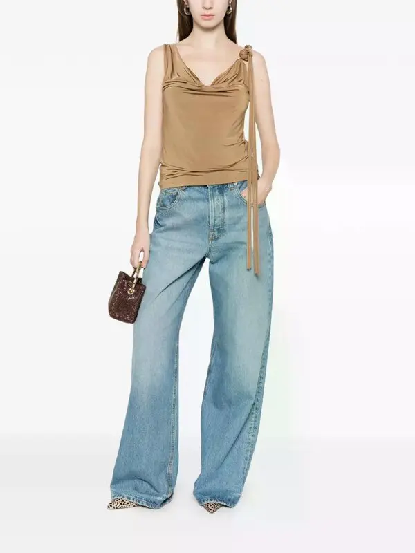 Blumarine Sleeveless Cowl Neck Top With Knot Detail