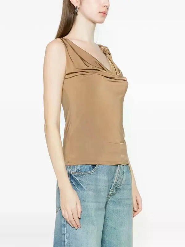 Blumarine Sleeveless Cowl Neck Top With Knot Detail