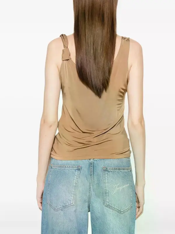 Blumarine Sleeveless Cowl Neck Top With Knot Detail