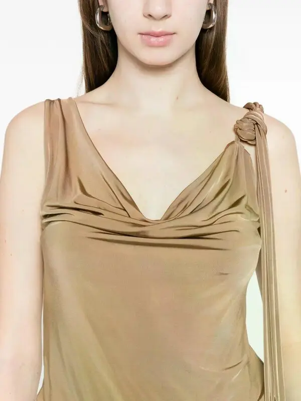 Blumarine Sleeveless Cowl Neck Top With Knot Detail