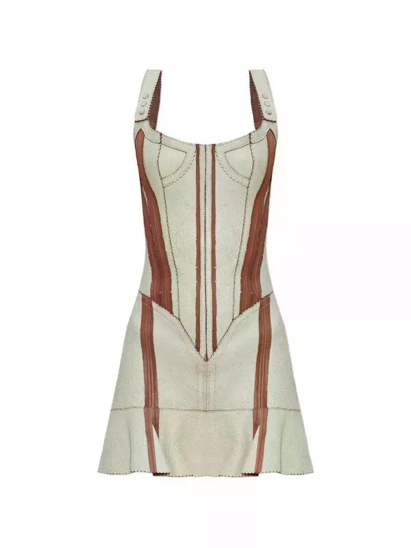 KNWLS Scallop Striped Mini Dress